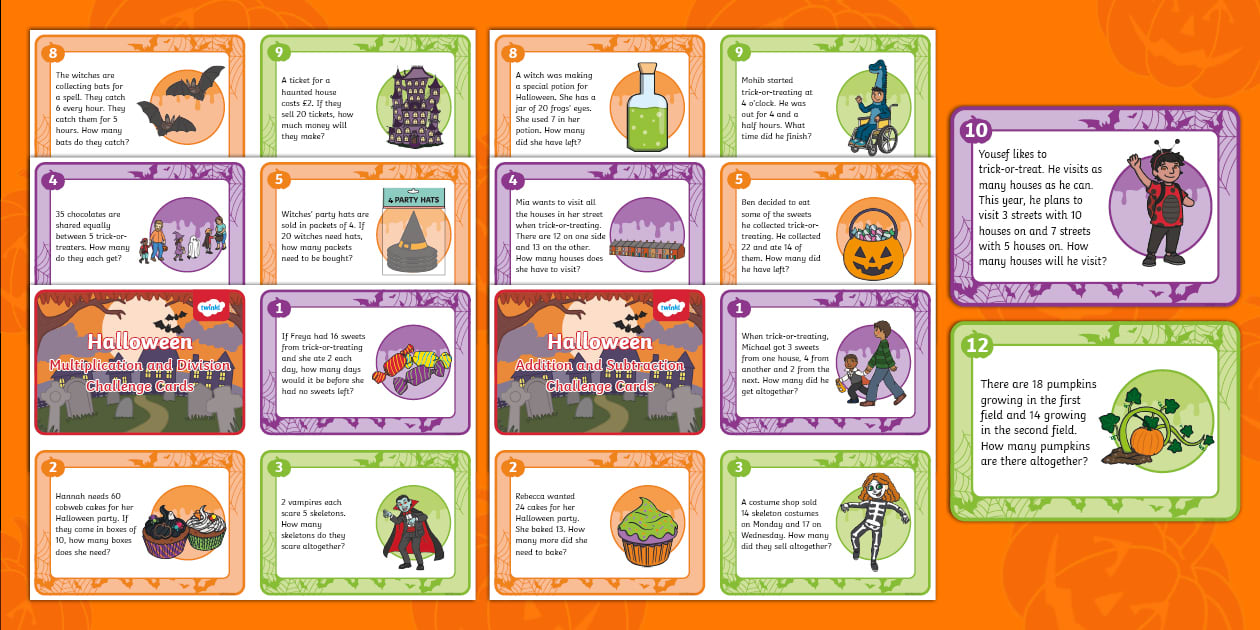 Halloween Themed Maths Challenge Cards (teacher made)