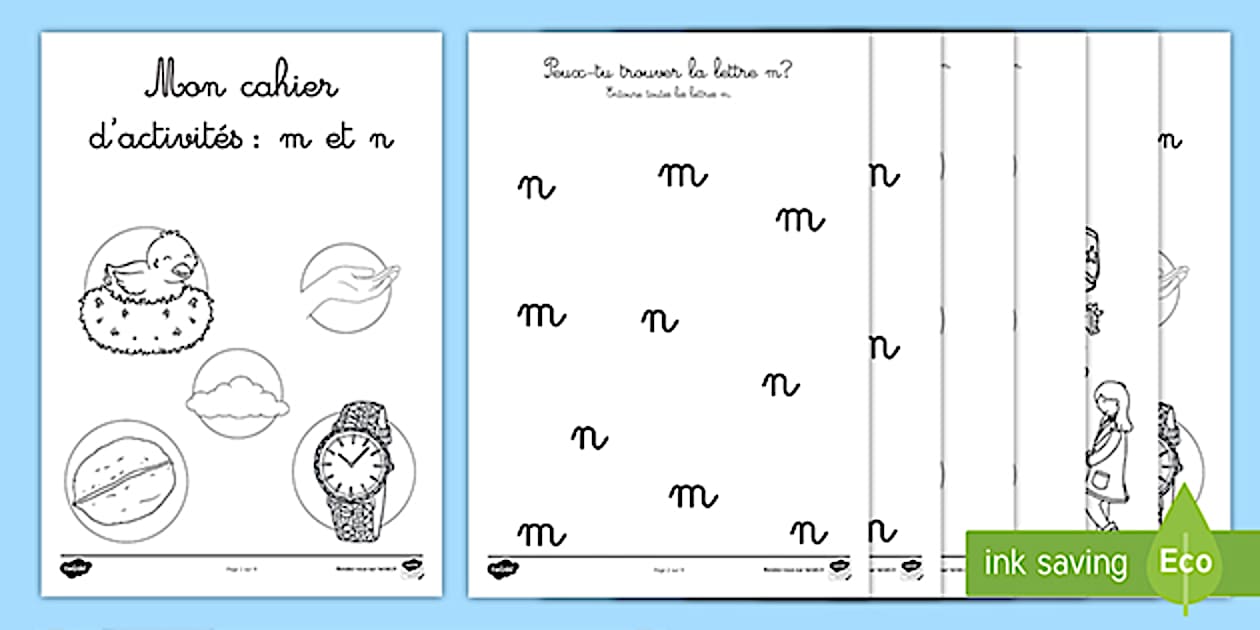 Cahier d'activités : Les lettres m et n