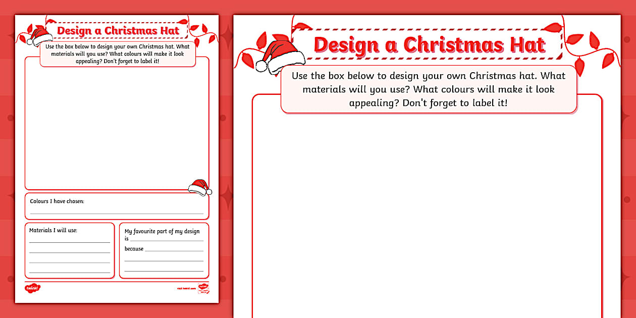 Design a Design a Christmas Hat Worksheet