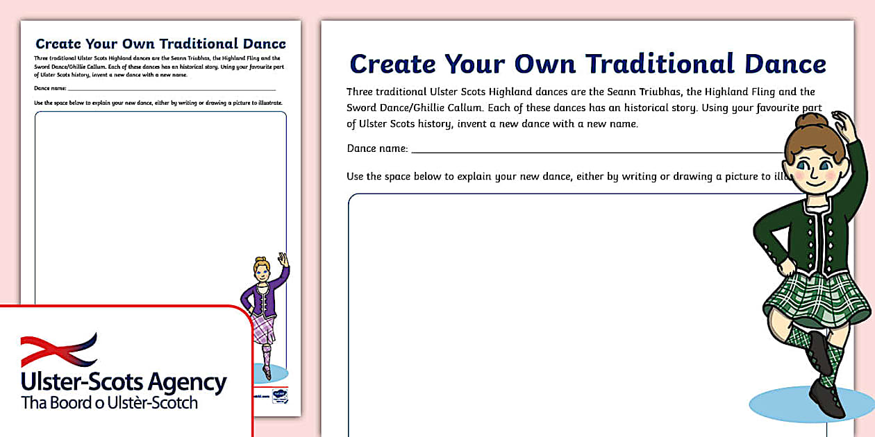 FREE! - Ulster Scots Traditional Dance Worksheet | Create Your Own
