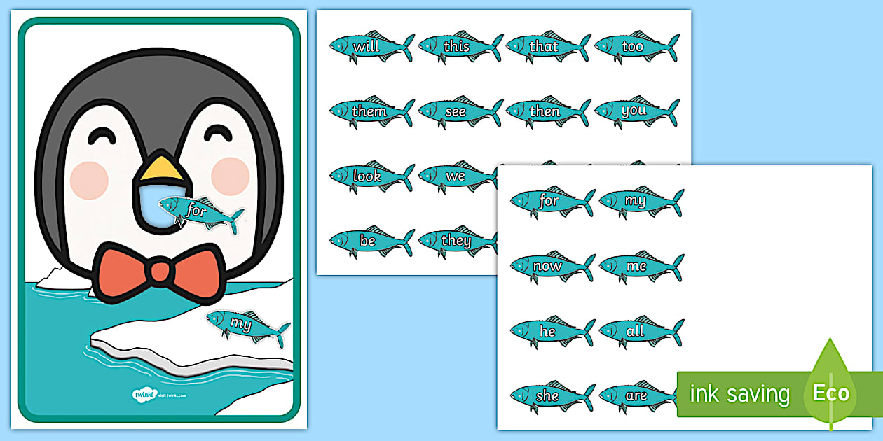 Feed The Penguin Phase 3 Word Activity - Twinkl