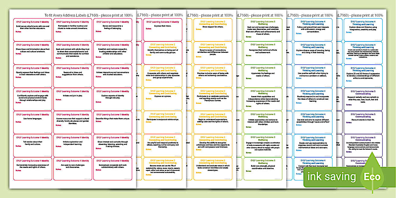EYLF Learning Outcomes Assessment Stickers - Twinkl
