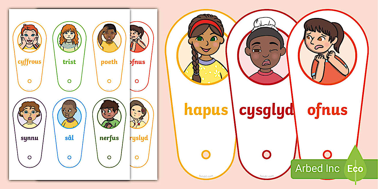 Emotion Fans Welsh (Teacher-Made) - Twinkl