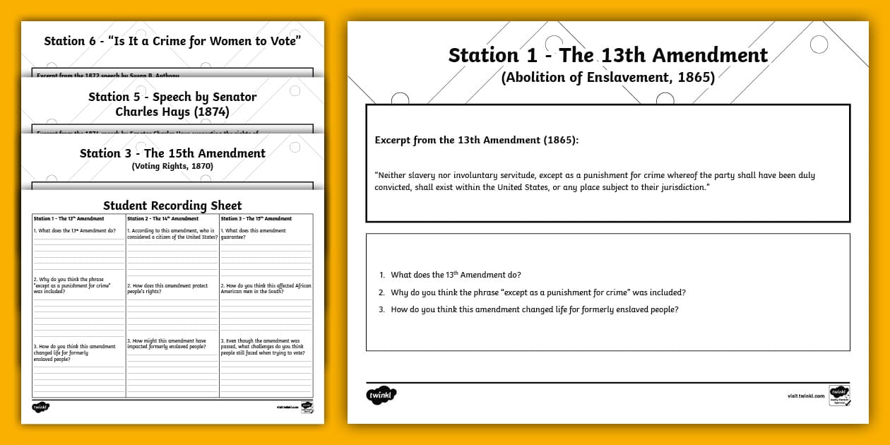 Reconstruction Era Amendments | History | Twinkl USA