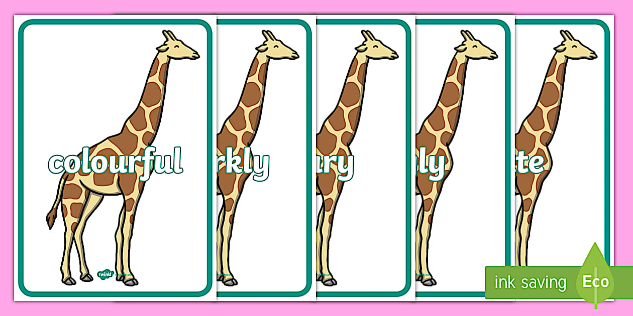 Editable Wow Words on Giraffe (teacher made) - Twinkl
