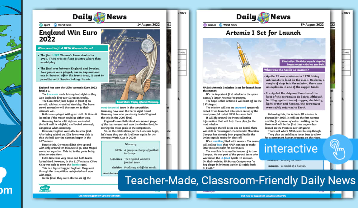 Weekly Comprehension Pack - 5th August 2022 - Twinkl NewsRoom