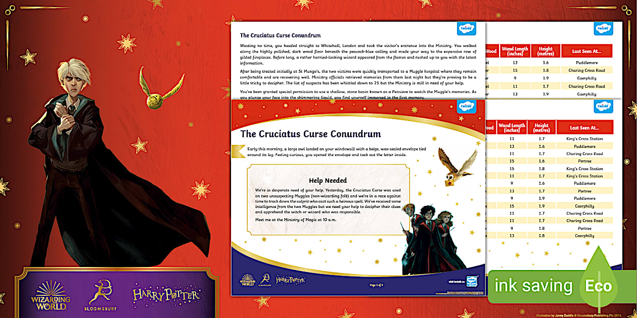 FREE! - Harry Potter: The Cruciatus Curse Conundrum Spelling and Grammar
