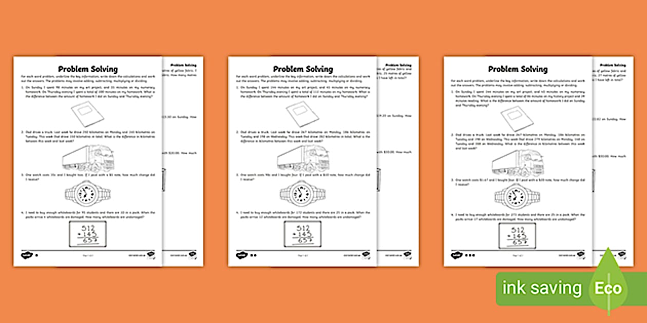 Differentiated Addition and Subtraction Word Problem Worksheets