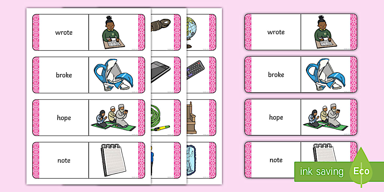 Middle East Phase 5 Real o-e Split Digraph Words Matching Cards