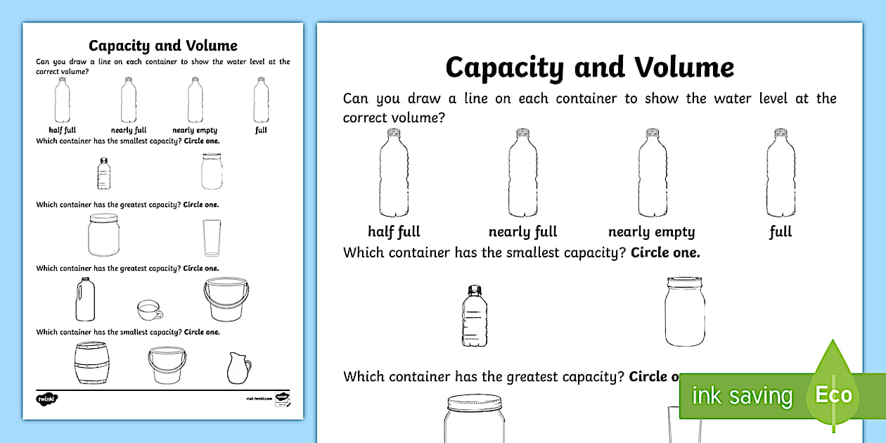 Everyday Objects Capacity Worksheet | Twinkl Resources