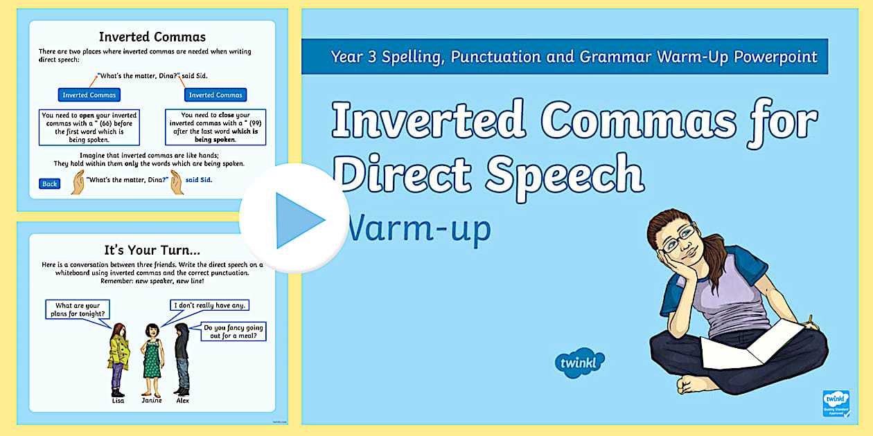 KS2 Inverted Commas for Direct Speech Warm-Up PowerPoint