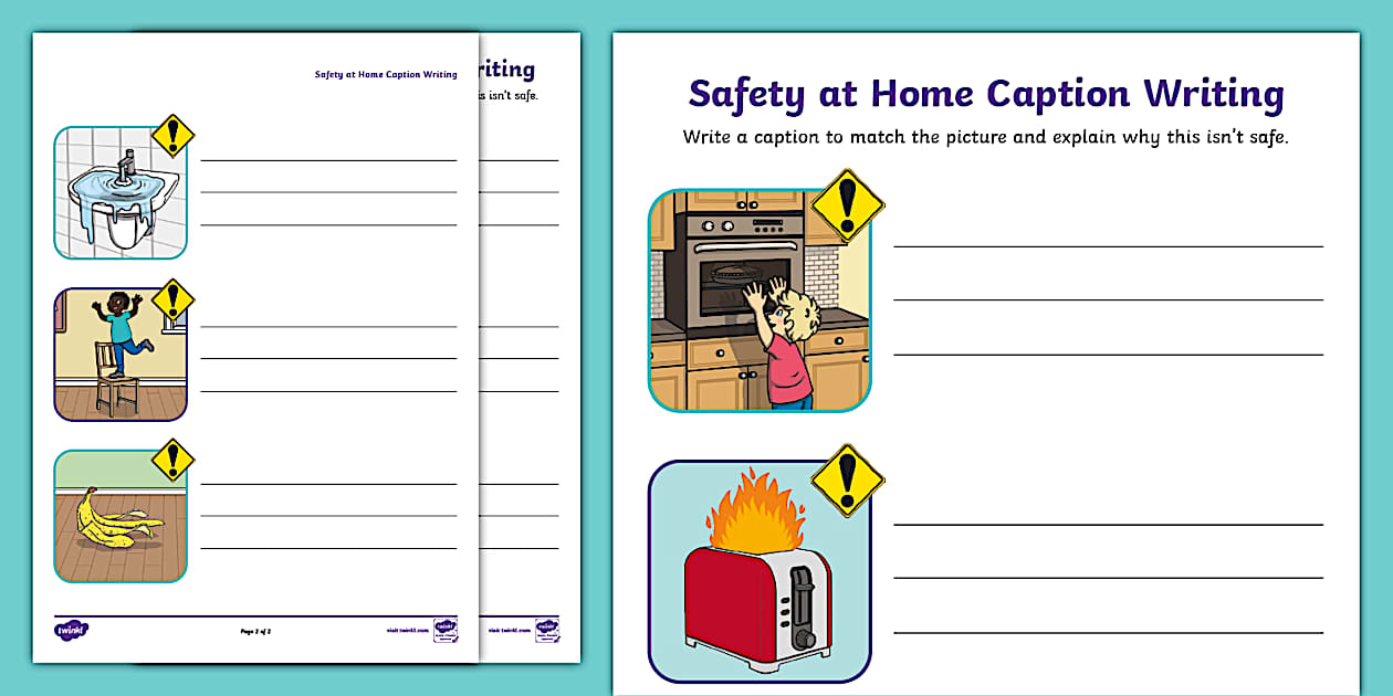 Safety at Home EYFS Caption Writing Activity | Twinkl