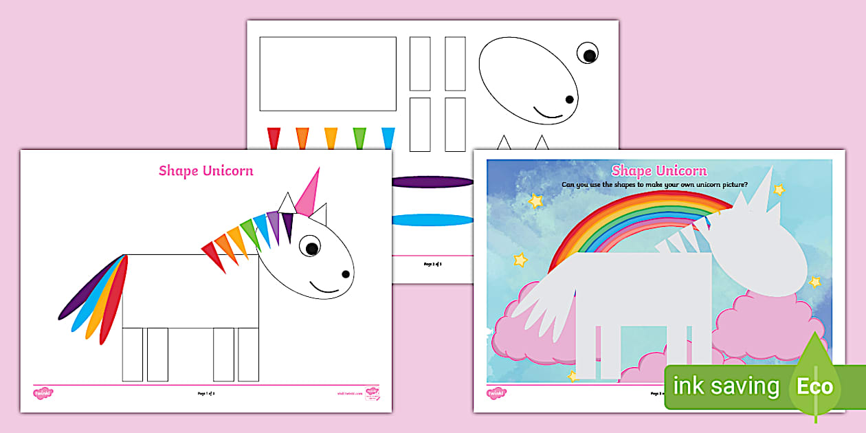2D Shape Unicorn Cutting Skills Activity - Twinkl