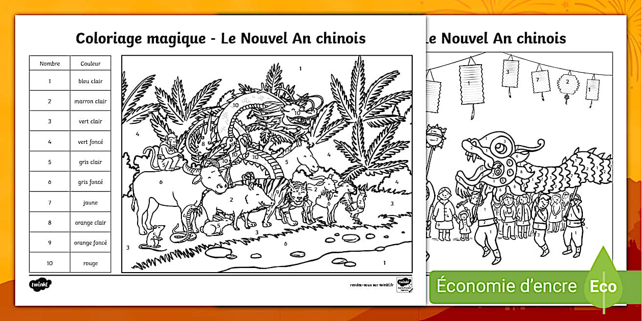 Coloriage magique du Nouvel An chinois (teacher made)