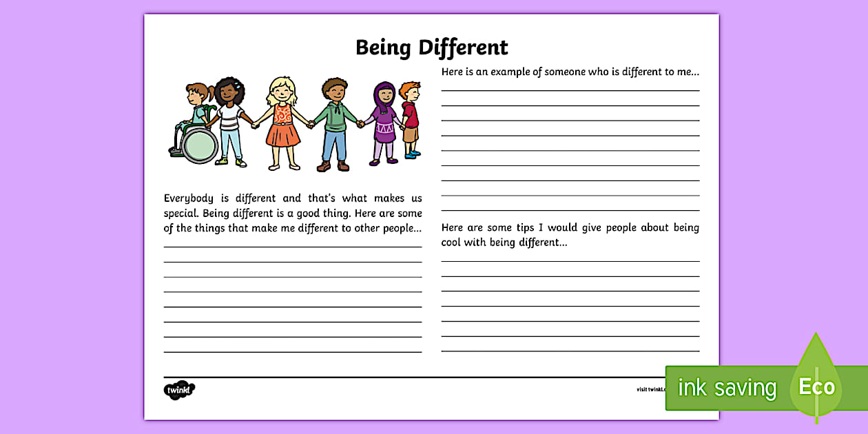 Being Different Reflection Writing Template - Twinkl