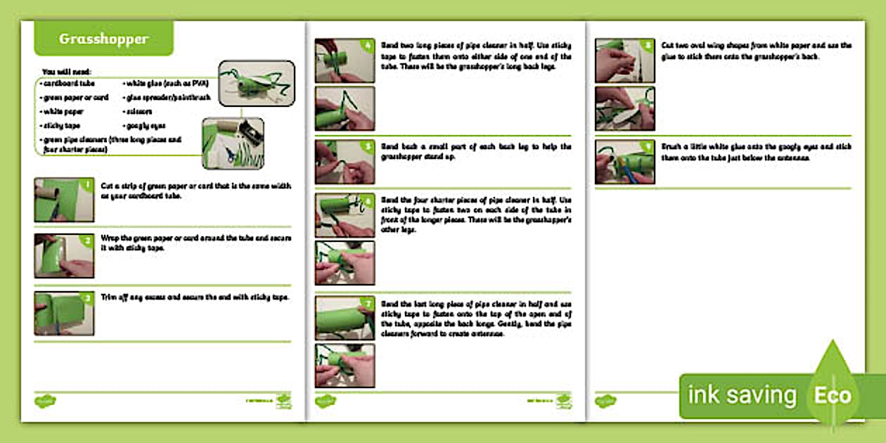 Grasshopper Craft for Toddlers | Minibeast Activity | Twinkl