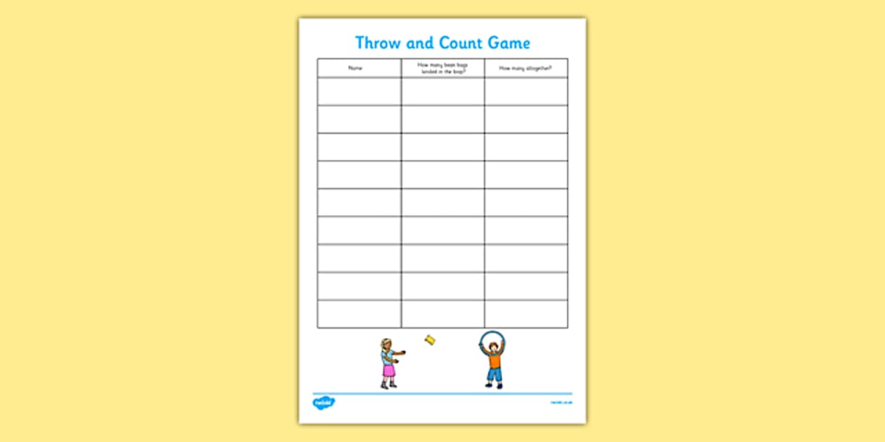 Throw and Count Game Score Sheet (teacher made) - Twinkl