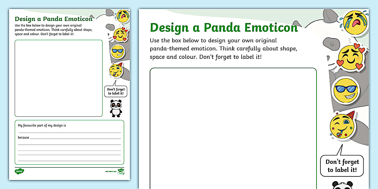 Design Your Own Panda Emoticon Activity Sheet (teacher made)