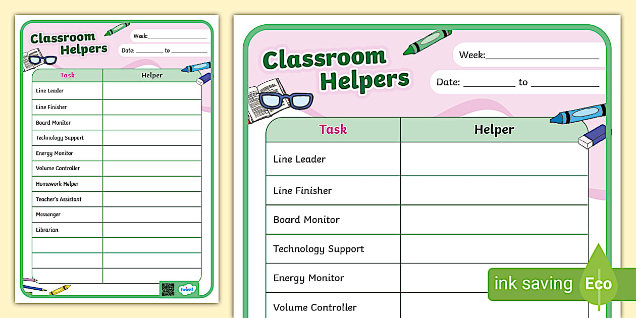 Classroom Helpers Poster (teacher made) - Twinkl