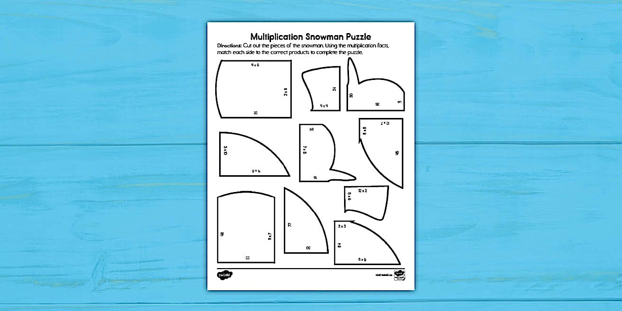 Multiplication Snowman Puzzle (teacher made) - Twinkl