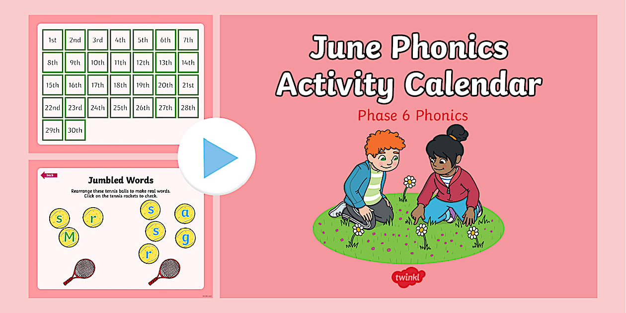 Phase 6 Phonics - Activity Calendar PPT - June - KS1