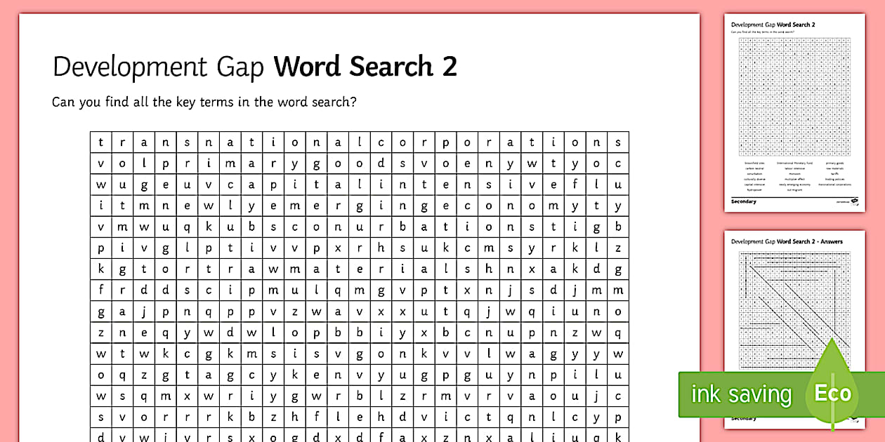 Development Gap Word Search 2 Word Search - Twinkl