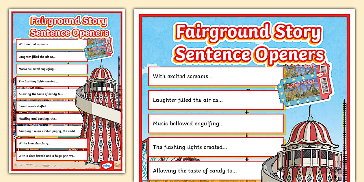 Fairground Story Sentence Openers Display Poster - Twinkl