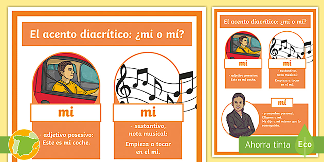 Póster: El acento diacrítico: ¿mi o mí? (teacher made)