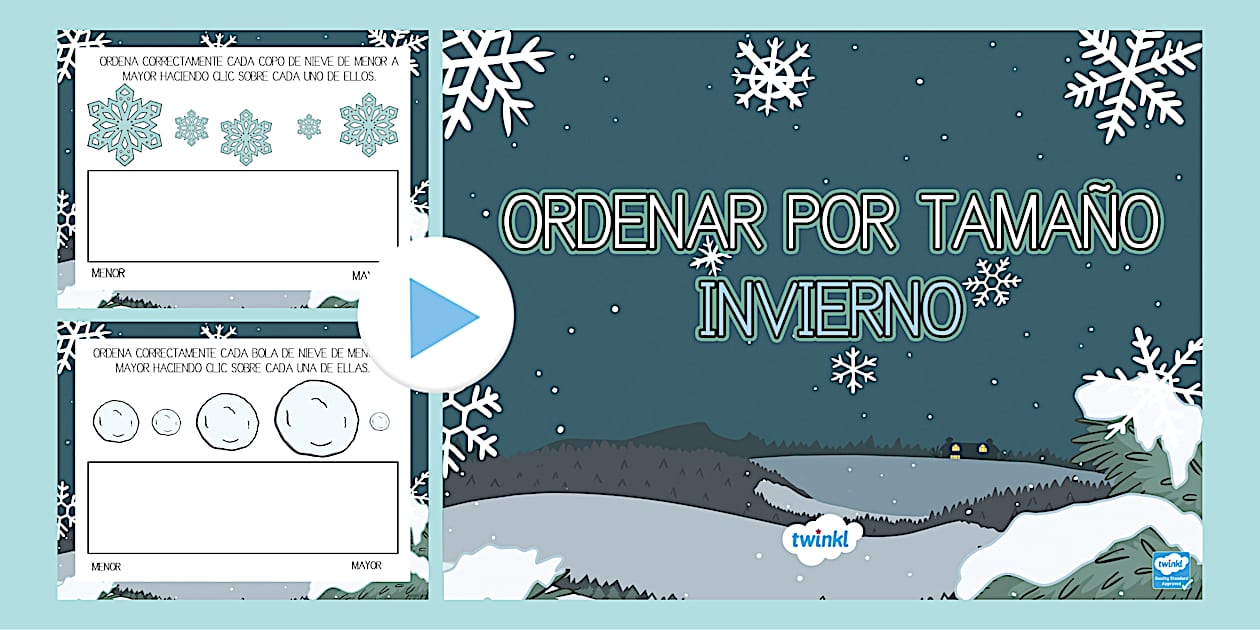 Juego interactivo: Ordenar por tamaño - Invierno - Twinkl