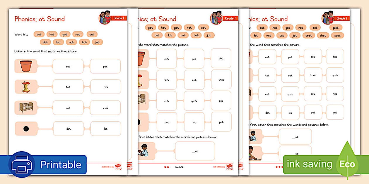 Grade 1 Phonics: -ot Sound: Differentiated Worksheets