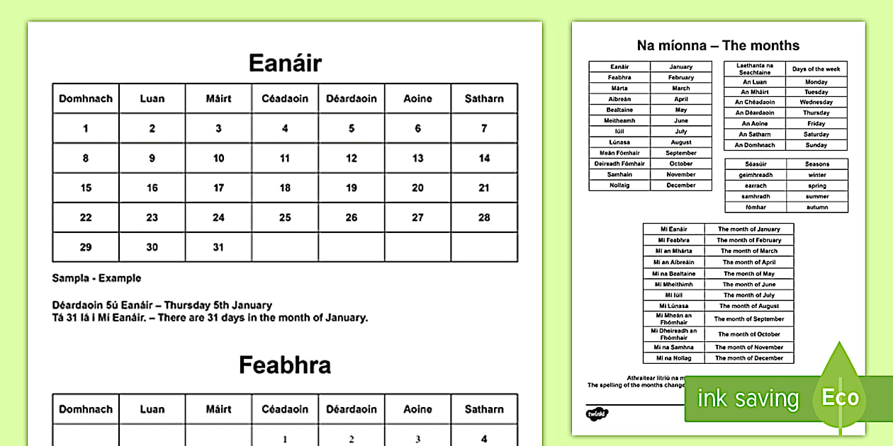 ime (Calendar) Terminology and Home Support Guide - Twinkl