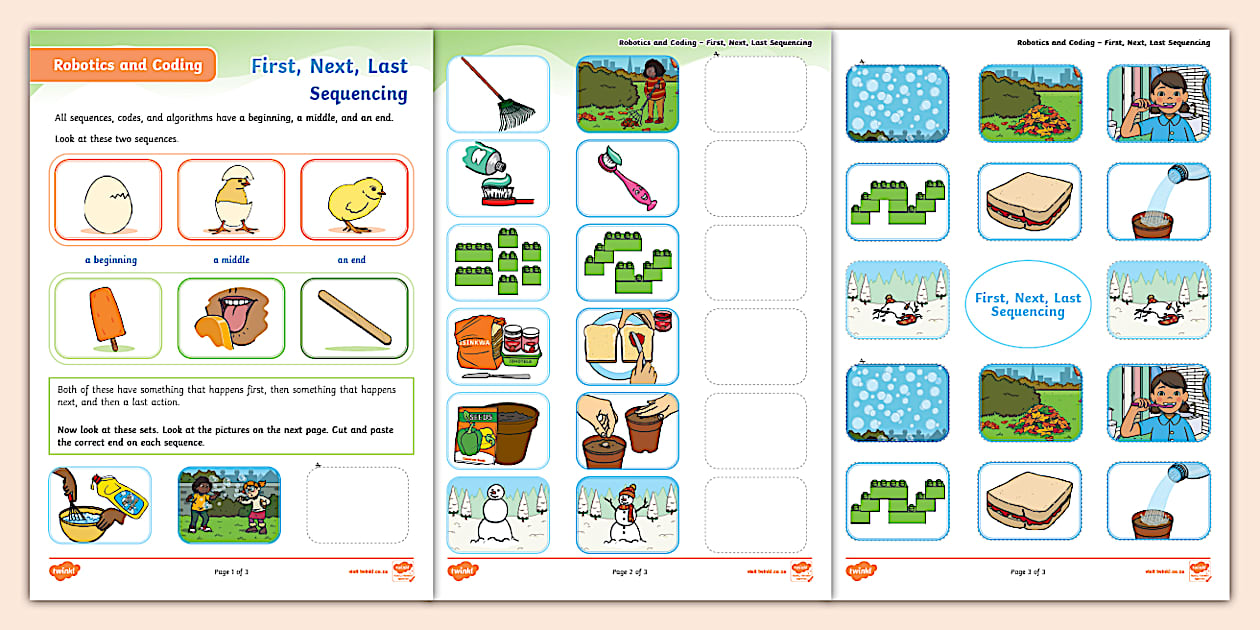 Foundation Phase Sequencing Worksheet: First, Next, Last