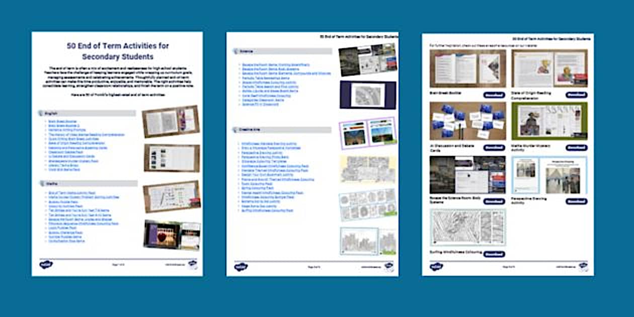 50 End of Term Activities for Secondary Students - Twinkl