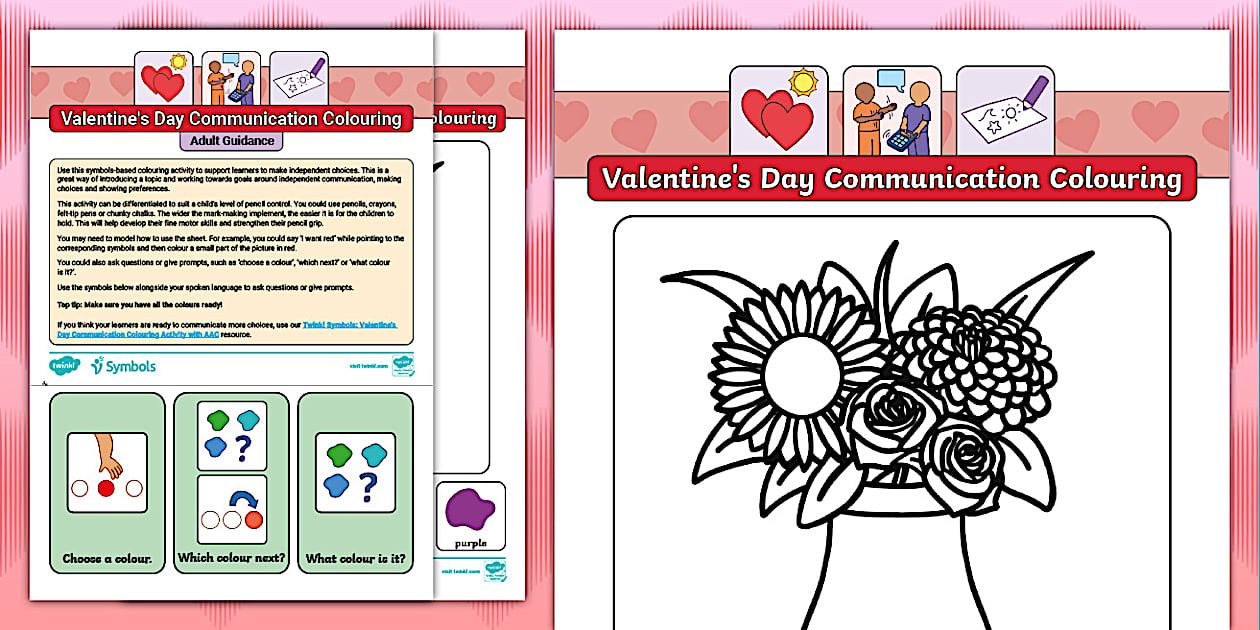 Twinkl Symbols: Valentine's Day Communication Colouring Activity