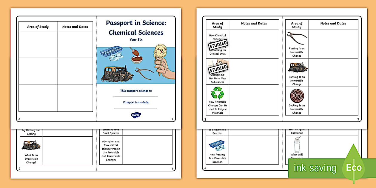 Editable Year 6 Chemical Sciences Passport Booklet - Twinkl