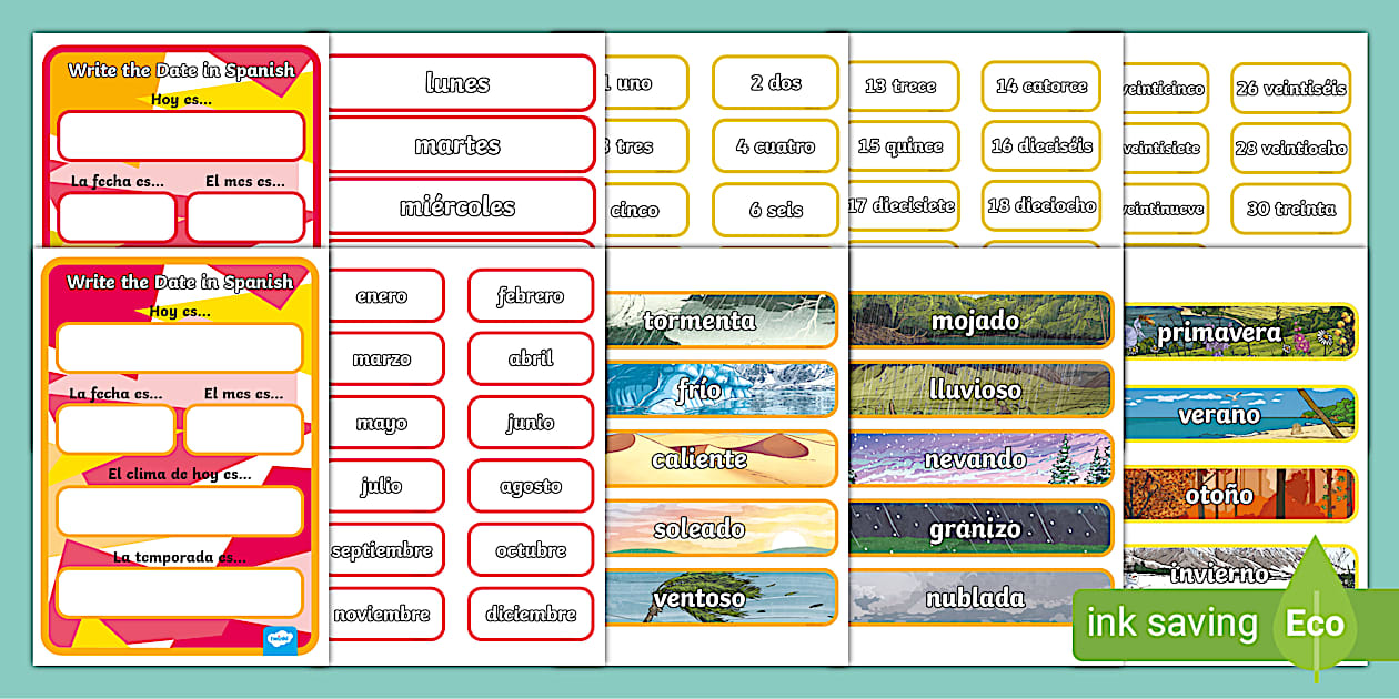 Days, Months, Seasons in Spanish | Spanish Class Calendar