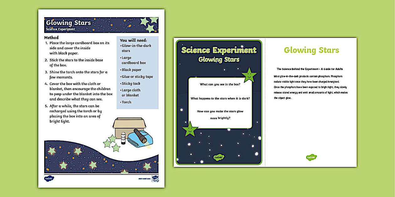 EYFS Glowing Stars Science Experiment and Prompt Card Pack