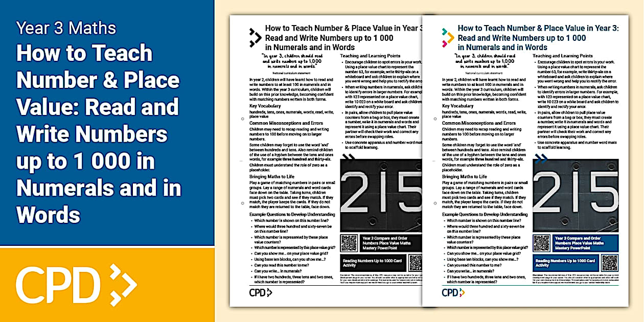 How To Teach Number And Place Value In Year 3 Read And Write Numbers Up To 1