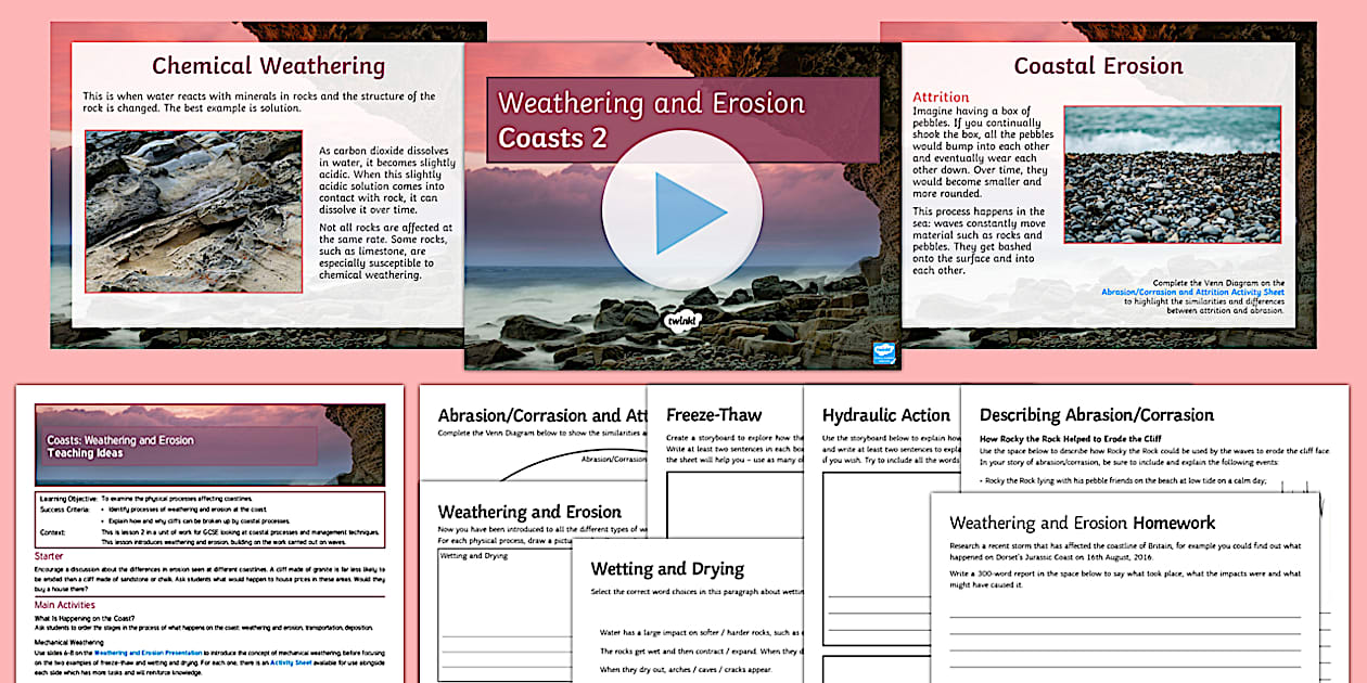 GCSE Coasts 2: Weathering and Erosion Lesson Pack - Twinkl