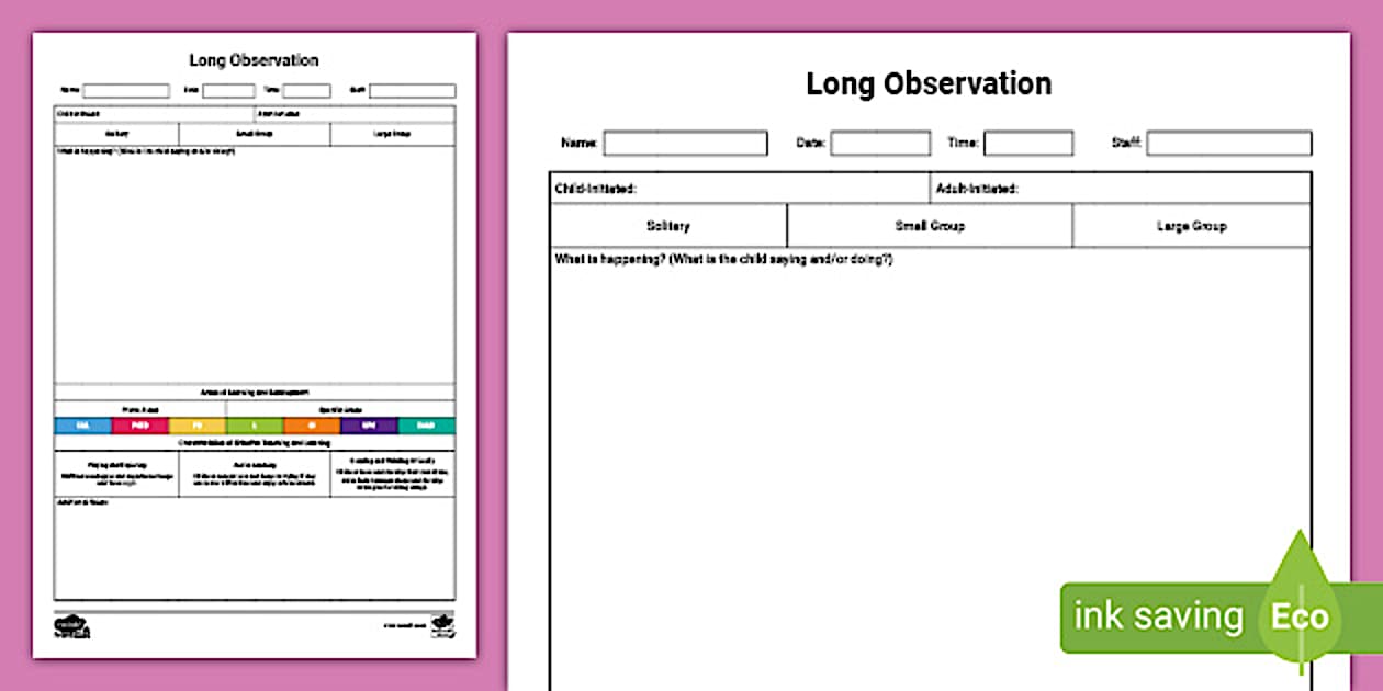 EYFS Long Observation Sheet (New EYFS 2021) (teacher made)