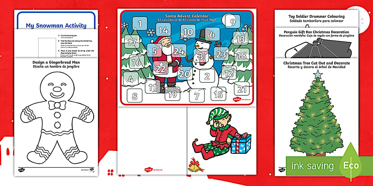 Christmas Craft Pack English/Spanish (teacher made) - Twinkl