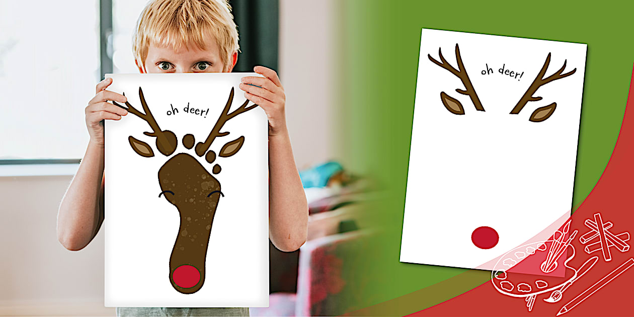 Rudolph The Red-Nose Reindeer Christmas Footprint Activity