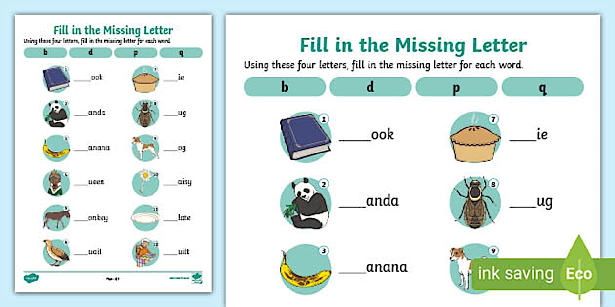 Confusing Letters - Fill in the Missing Letters - Twinkl