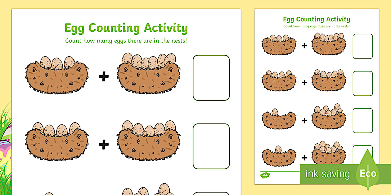 Eggs in Nests Counting Sheet (teacher made) - Twinkl