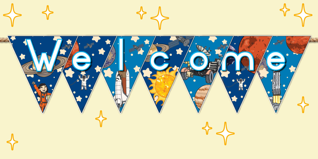 Space-Themed Welcome Display Bunting (teacher made) - Twinkl