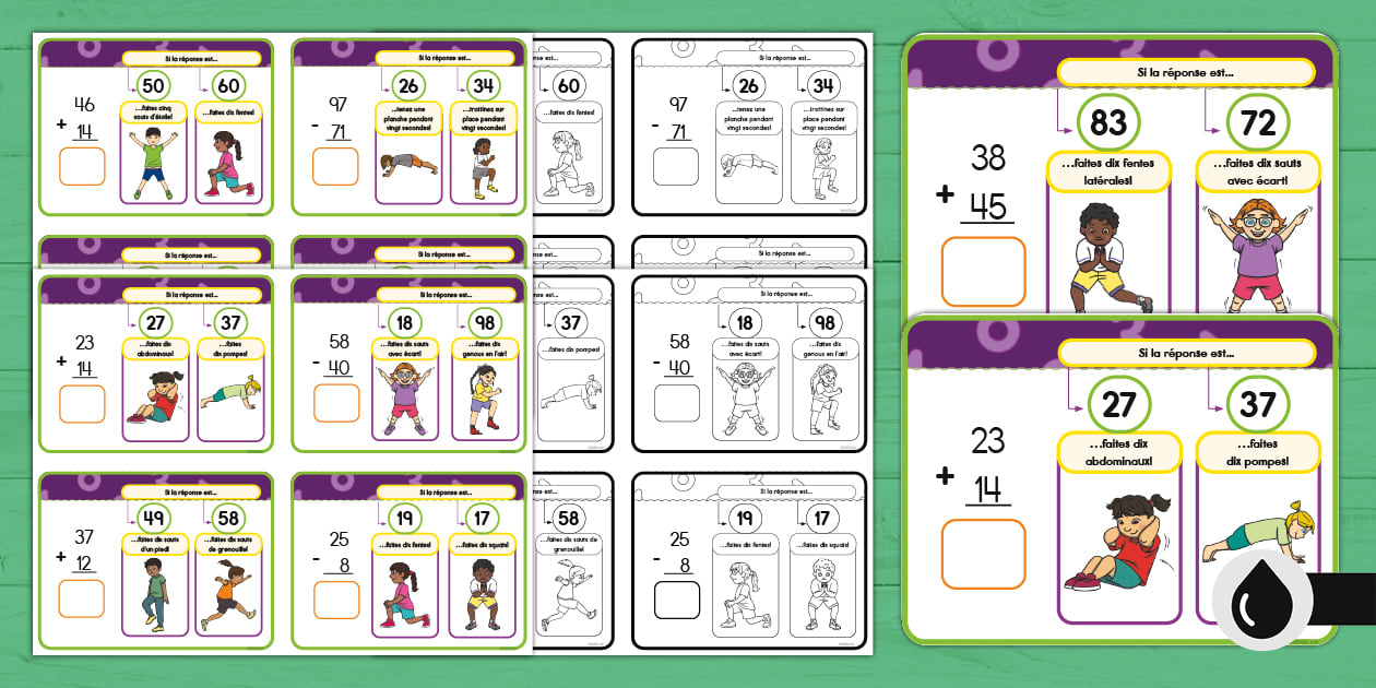 Daily Physical Activity Addition and Subtraction to 100 Challenge Cards ...