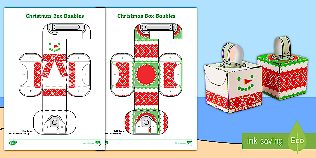 Simple 3D Block Baubles Christmas Decoration Activity Paper Craft