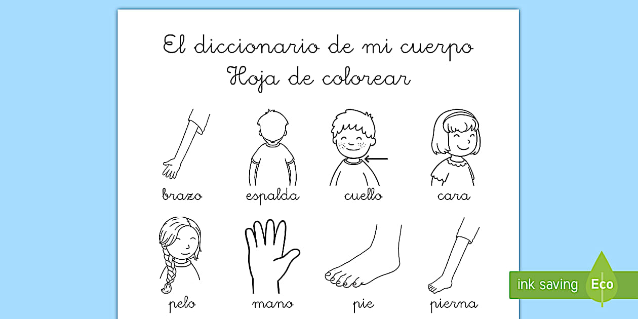 Recurso educativo: dibujo del cuerpo humano para colorear