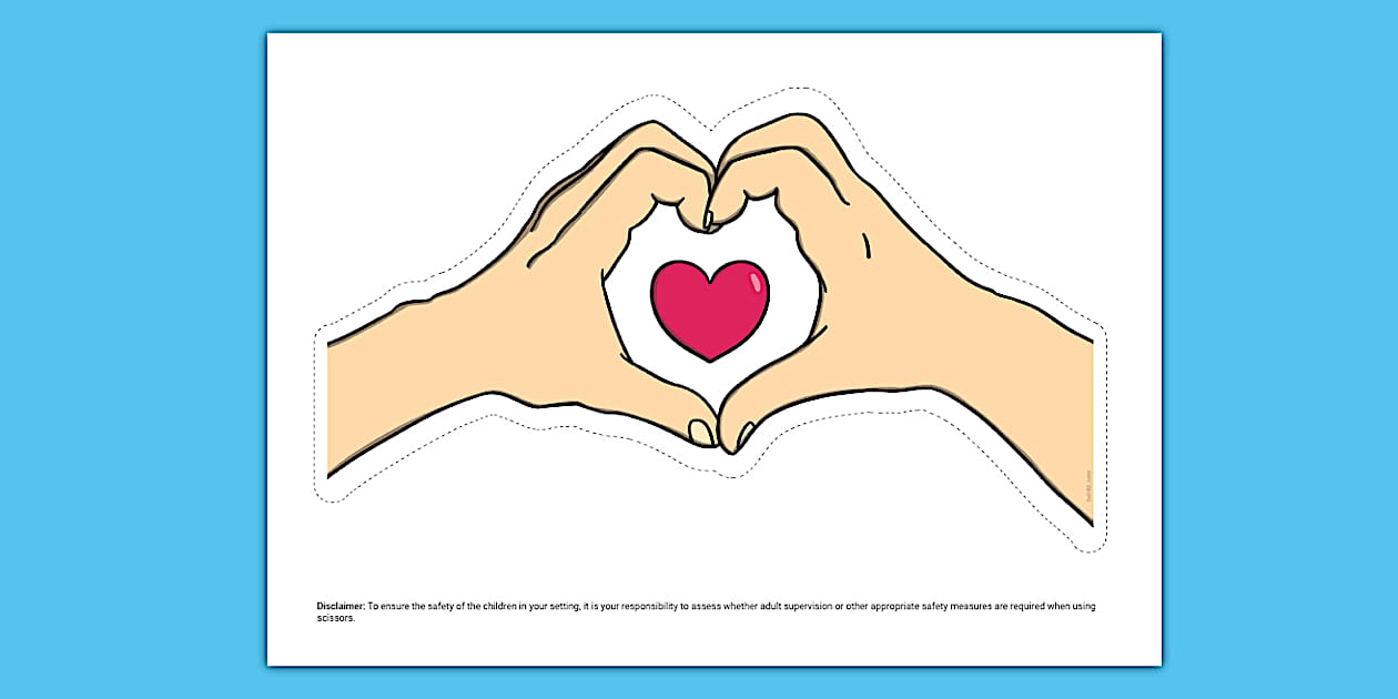 Heart Hands Emoticon Cut-Out (teacher made) - Twinkl