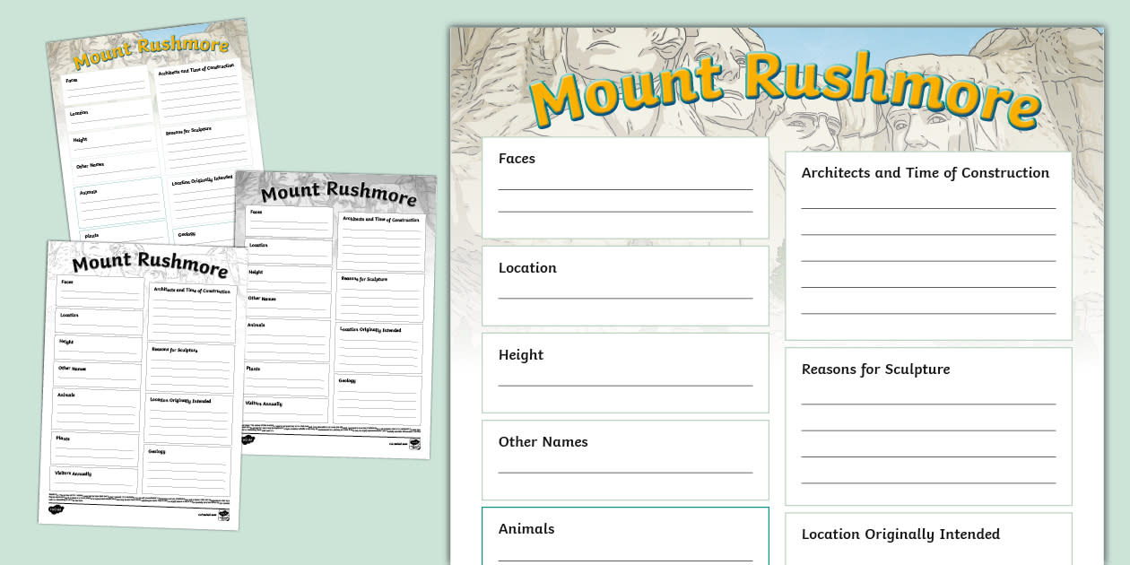 Mount Rushmore Fact File Template (teacher made) - Twinkl